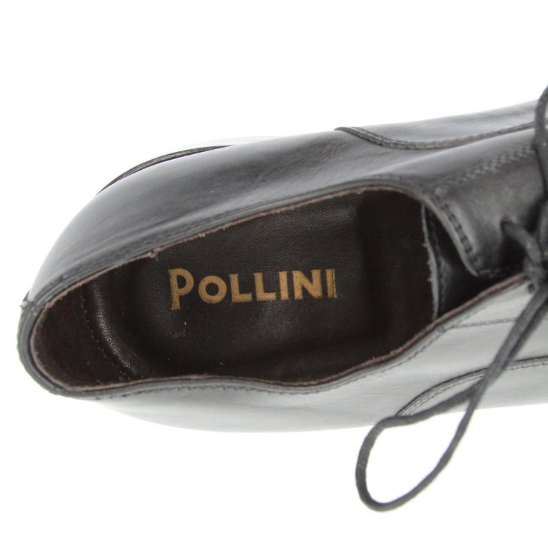 2000s Pollini Black Leather Oxford Shoes For Sale at 1stDibs