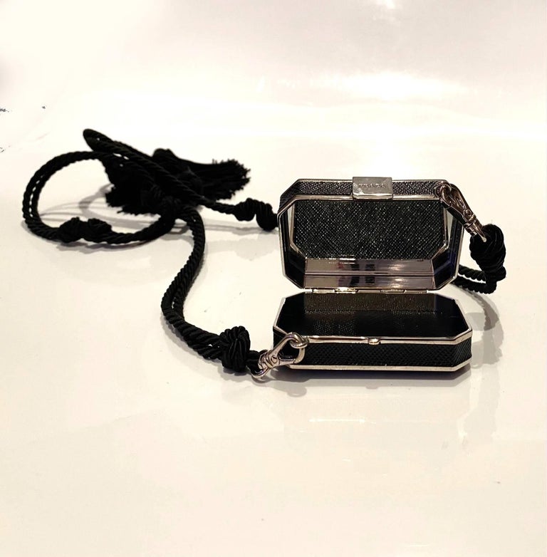 2000s Prada Mini Clutch Bag with Tassel Cord Strap For Sale at 1stDibs