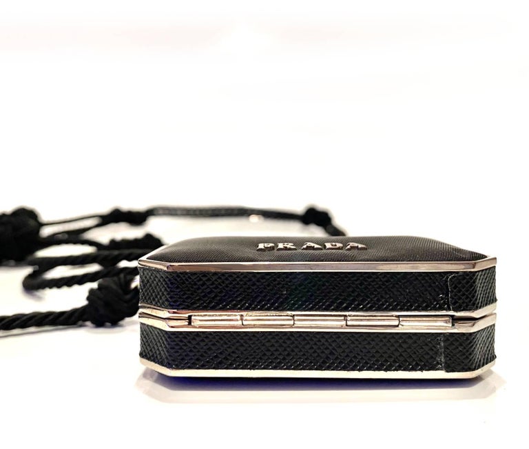 2000s Prada Mini Clutch Bag with Tassel Cord Strap For Sale at 1stDibs