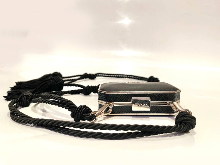 2000s Prada Mini Clutch Bag with Tassel Cord Strap For Sale at 1stDibs
