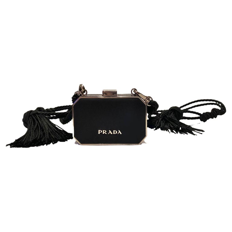 2000s Prada Mini Clutch Bag with Tassel Cord Strap For Sale at 1stDibs