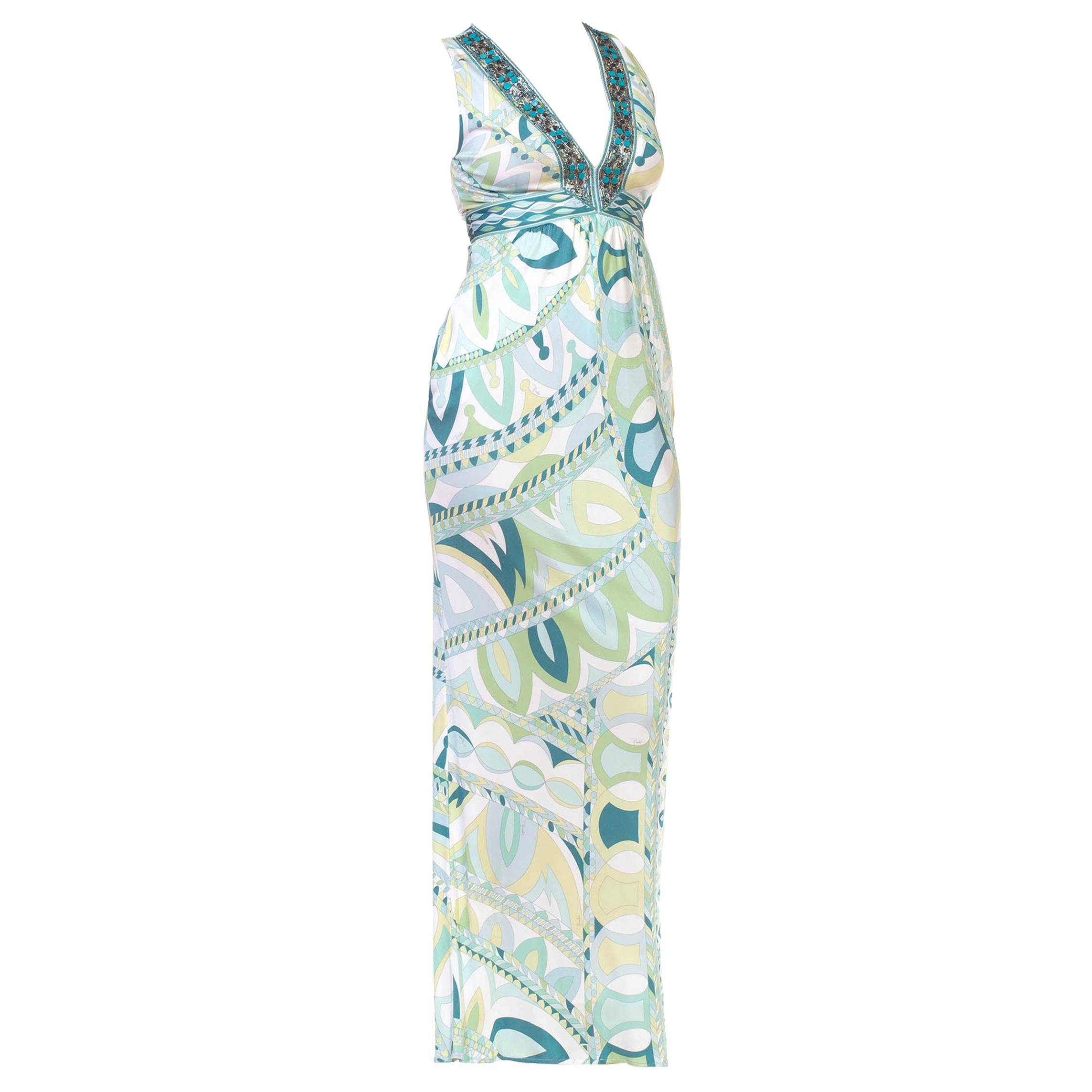 Pucci Bias Cut Backless Cotton Maxidress at 1stDibs