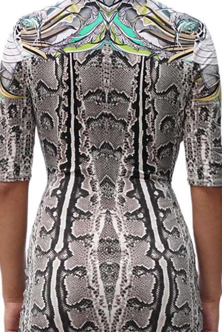 2000S ROBERTO CAVALLI Snake Print Multicolored Jersey Long Sleeve Dress ...