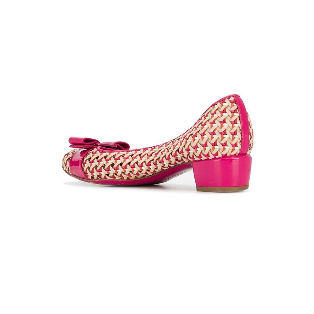 2000s Salvatore Ferragamo Vintage interlaced calf leather low-heel ...