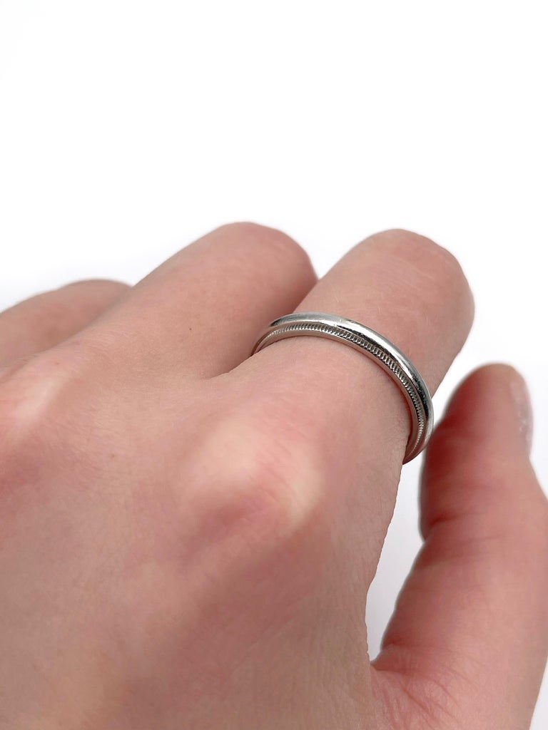 2000s Tiffany and Co. 950 Platinum Milgrain Wedding Band Ring For Sale ...
