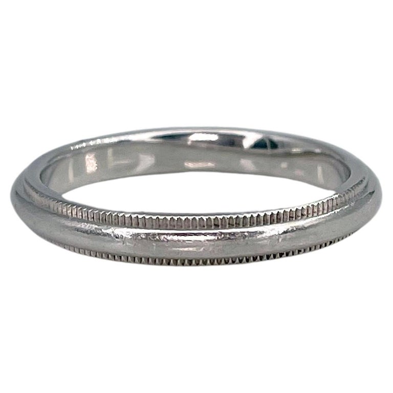 2000s Tiffany And Co. 950 Platinum Milgrain Wedding Band Ring For Sale