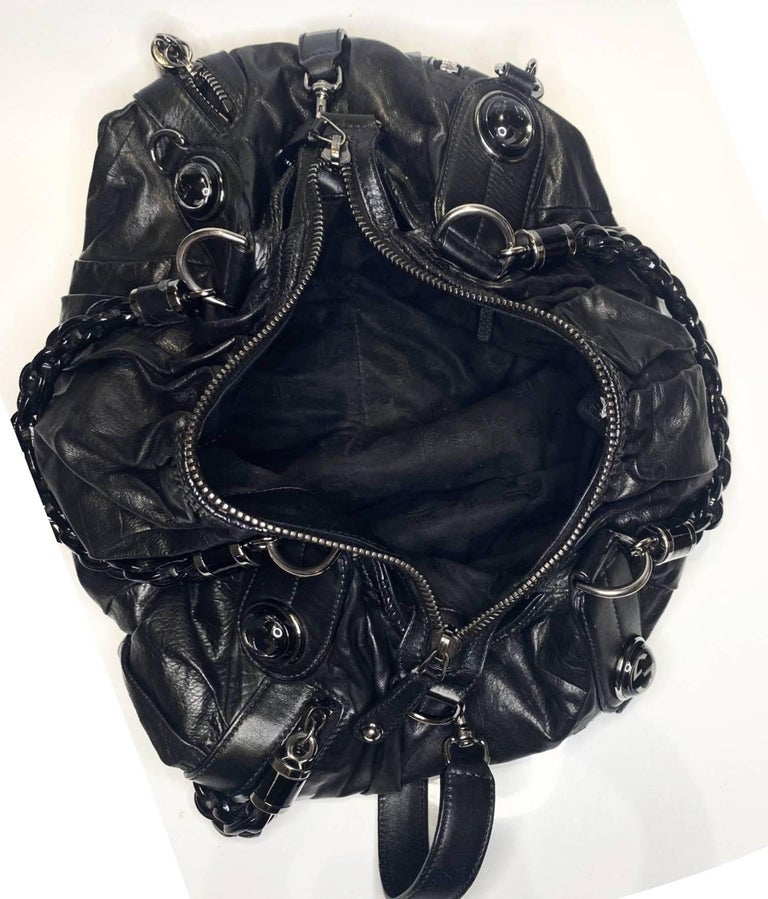 2000s Tom Ford for Gucci Black GG Leather Abbey Medium Shoulder Bag For Sale at 1stDibs