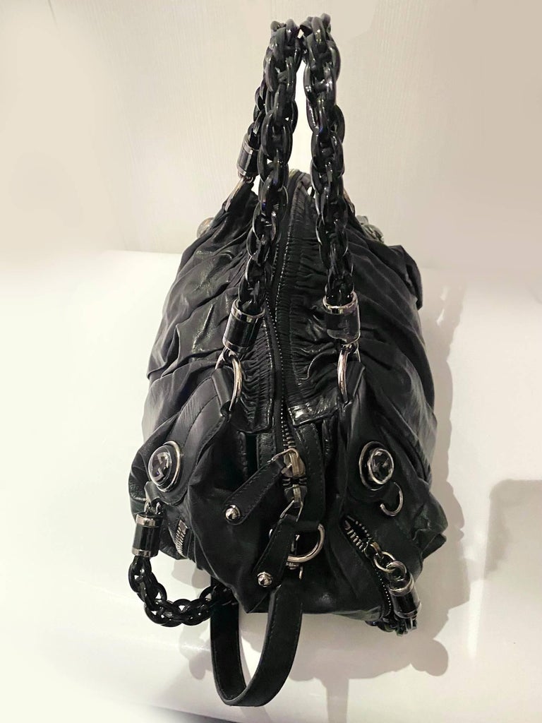 2000s Tom Ford for Gucci Black GG Leather Abbey Medium Shoulder Bag For Sale at 1stDibs