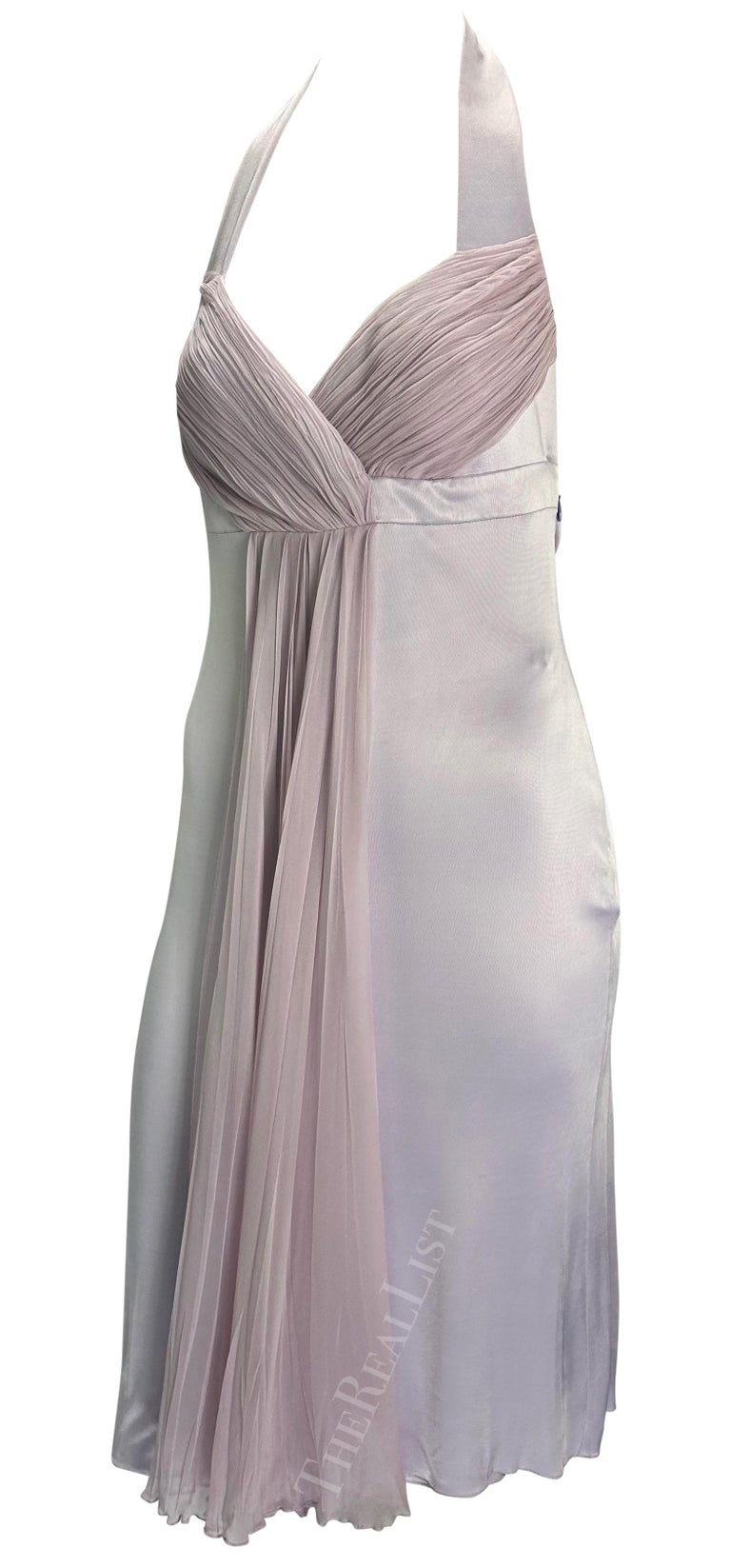 2000s Versace by Donatella Versace Pastel Lavender Midi Dress For Sale ...