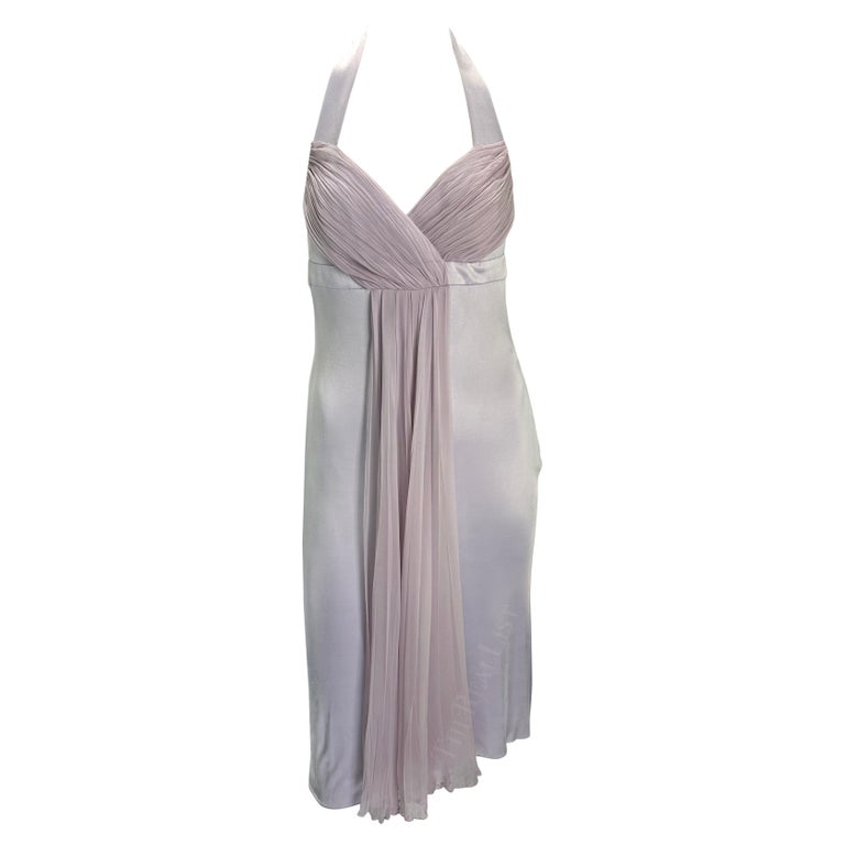 2000s Versace by Donatella Versace Pastel Lavender Midi Dress For Sale ...