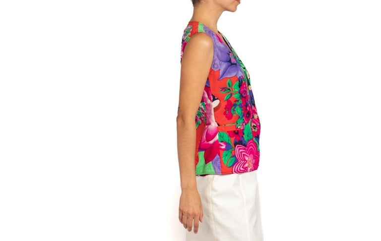 2000S Versace Red and Multi Colored Vest For Sale at 1stDibs