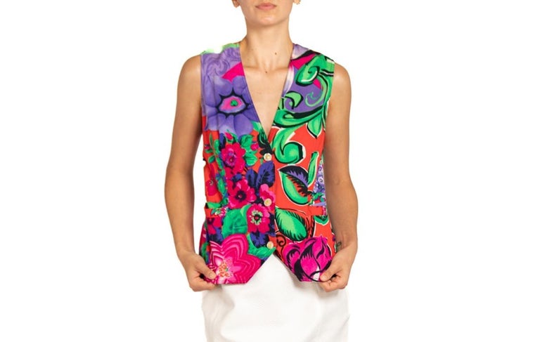 2000S Versace Red and Multi Colored Vest For Sale at 1stDibs