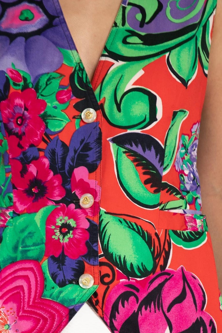 2000S Versace Red and Multi Colored Vest For Sale at 1stDibs