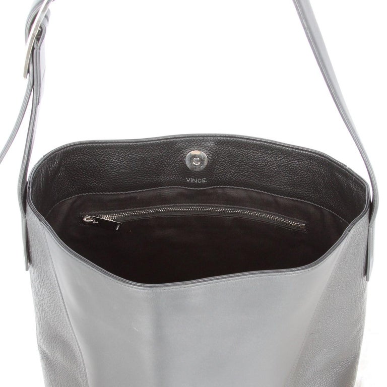 2000s Vince Black Leather Bucket Bag For Sale at 1stdibs