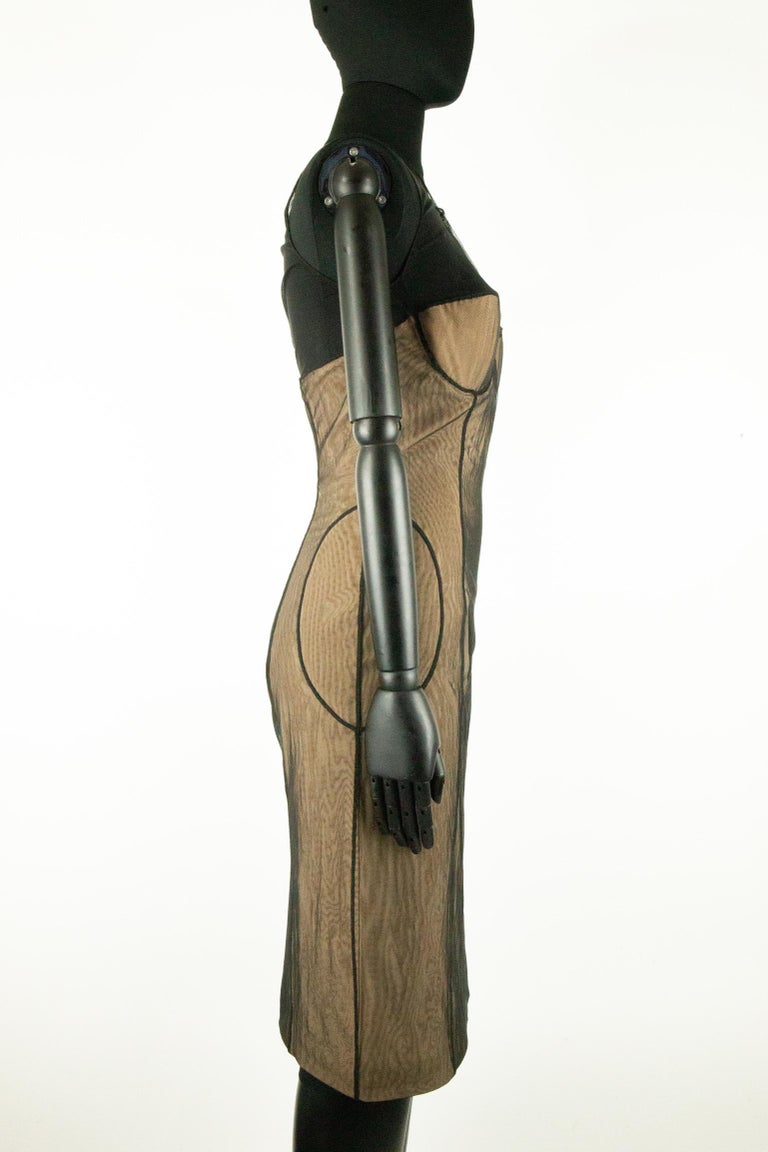 2001 Gucci by Tom Ford Black Stretch Tulle Dress For Sale at 1stDibs