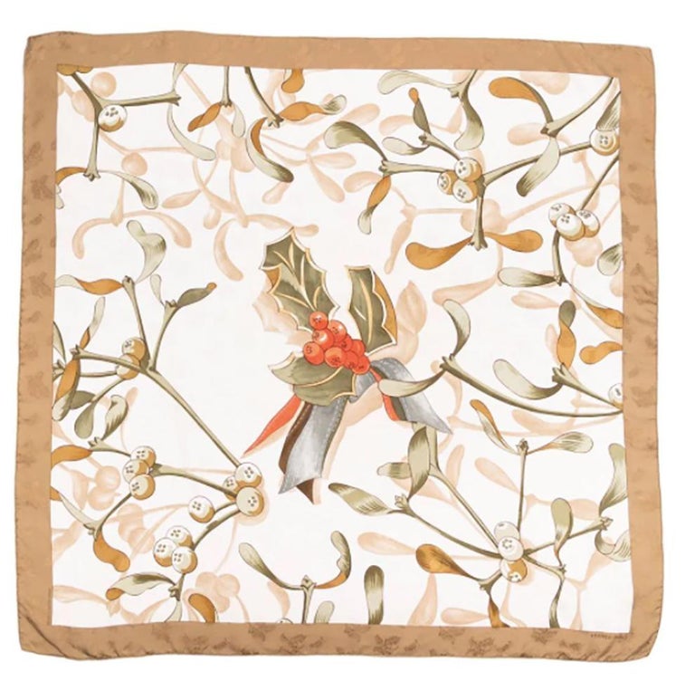 2001 Hermes Neige d Antan Details by Cathy Latham Silk Scarf For Sale ...