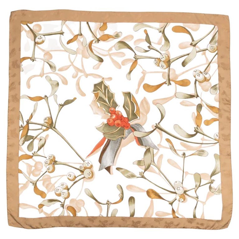 2001 Hermes Neige d Antan Details by Cathy Latham Silk Scarf For Sale ...
