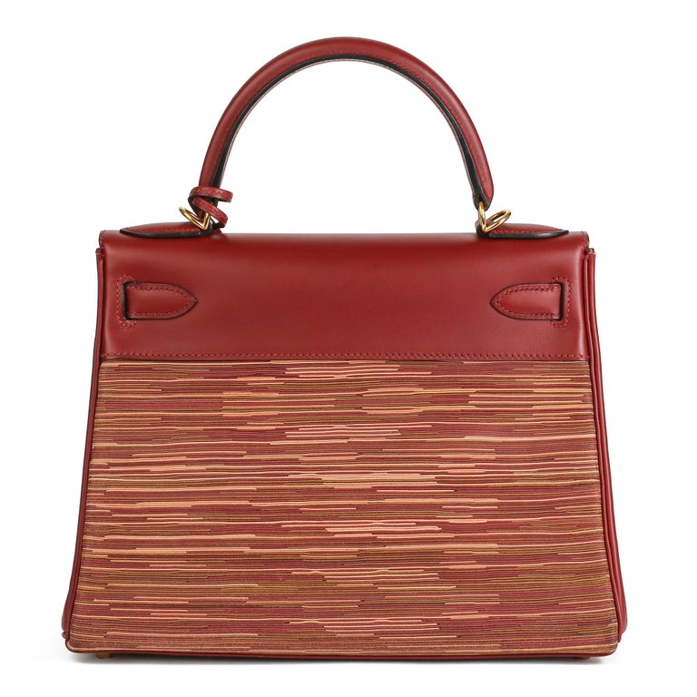2001 Hermes Rouge H Box Calf Leather Vibrato Kelly 28cm Retourne For ...