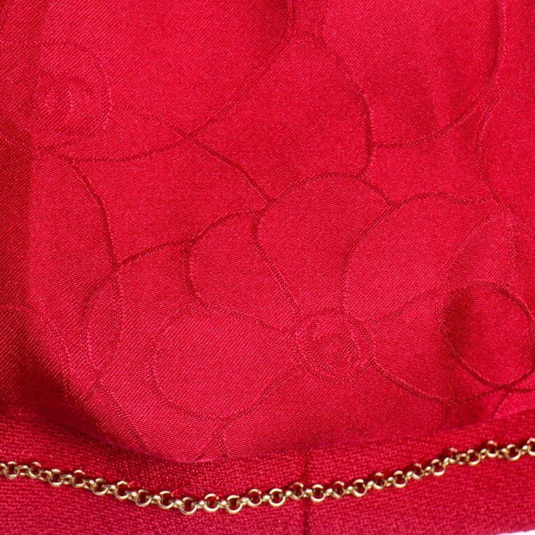 2001 Red Wool Blend Chanel Blazer Jacket W Notch Collar and CC Button ...