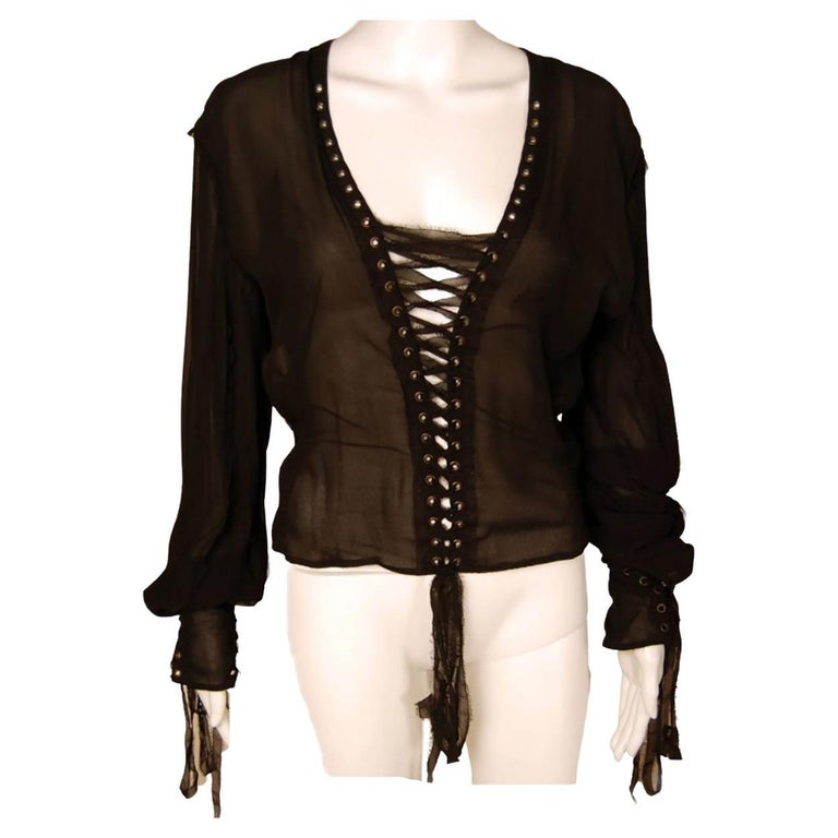 2001 TOM FORD for YVES SAINT LAURENT Rock n' Roll Lace Up Ensemble Sz ...