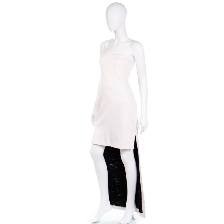 2001 Tom Ford for Yves Saint Laurent Strapless White Dress w Black ...