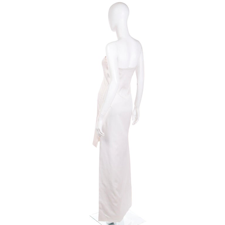2001 Tom Ford for Yves Saint Laurent Strapless White Dress w Black ...