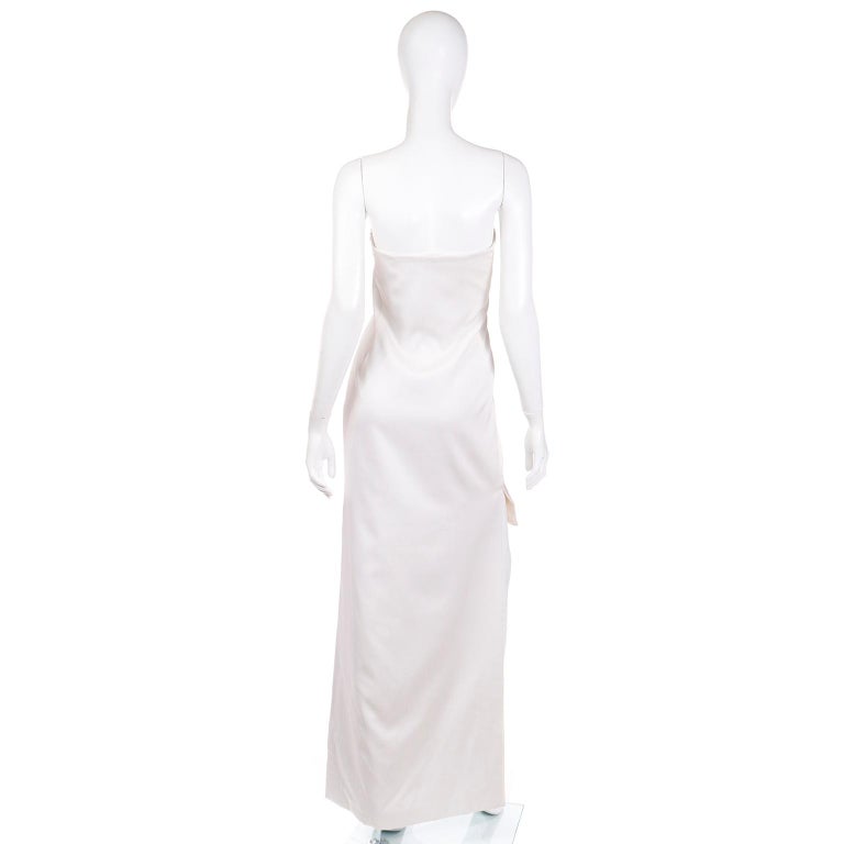2001 Tom Ford for Yves Saint Laurent Strapless White Dress w Black ...