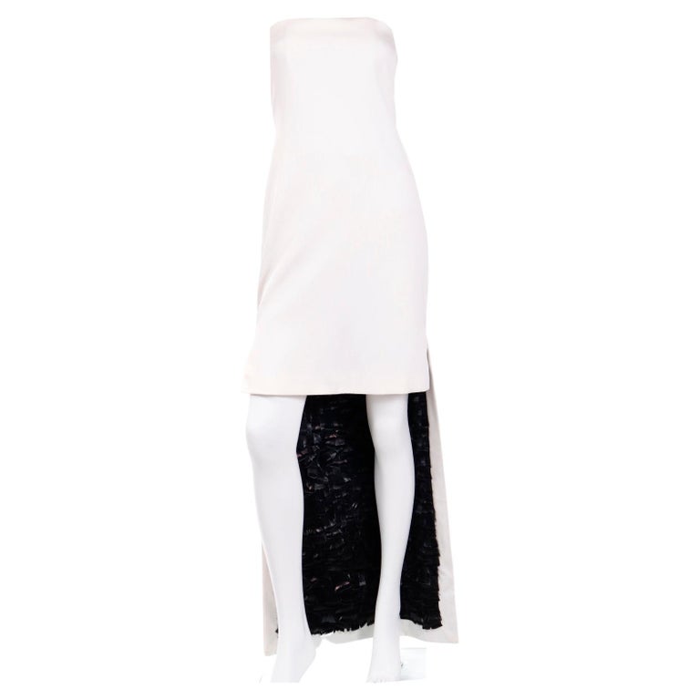 2001 Tom Ford for Yves Saint Laurent Strapless White Dress w Black ...