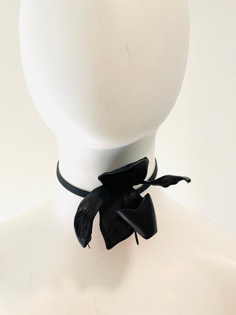 2001 Yves Saint Laurent by Tom Ford Leather Orchid Choker at 1stDibs