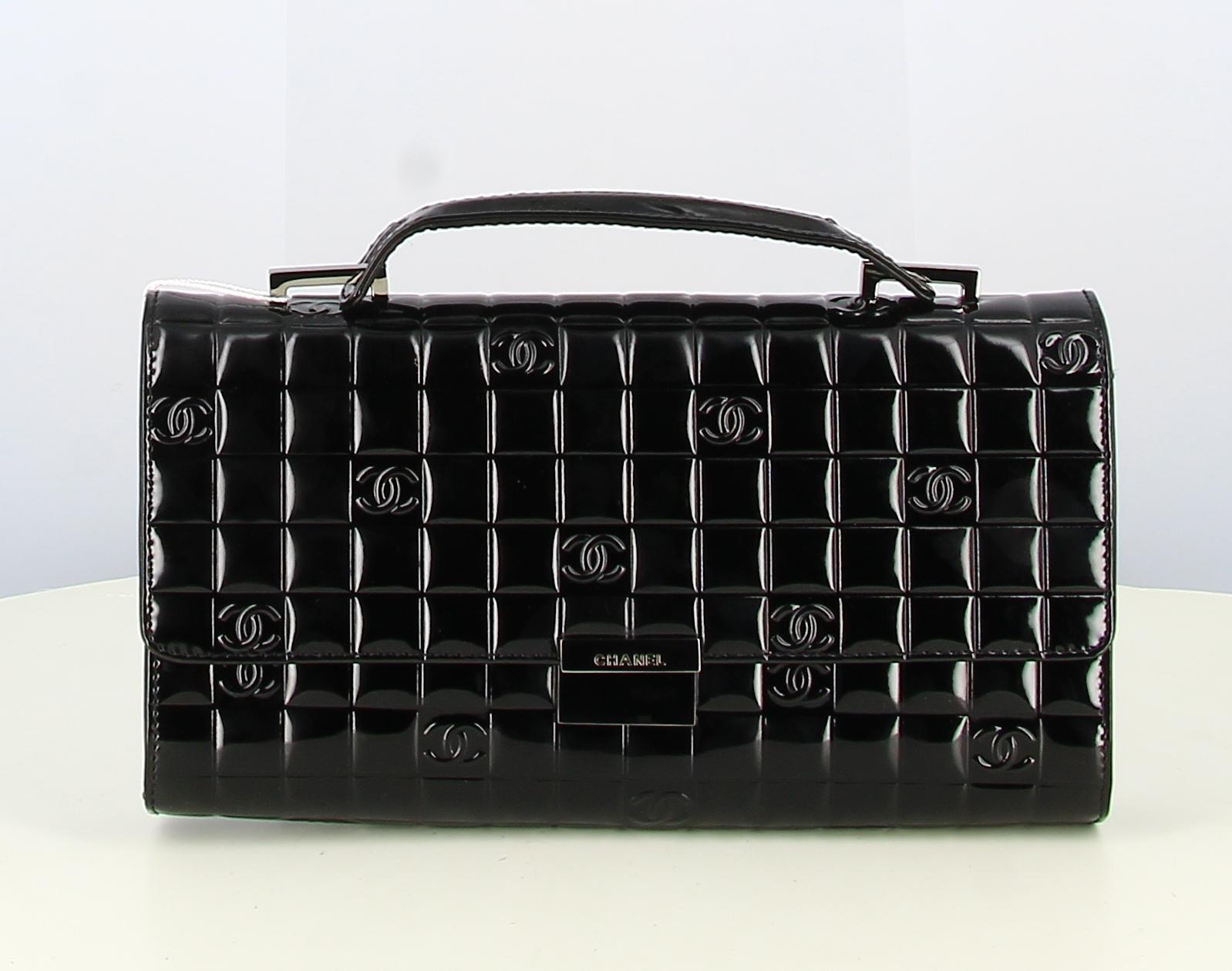 2002 Chanel Handbag Black Double C Logo Quilted Vinyl For Sale at 1stDibs