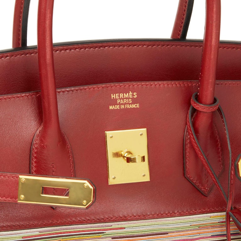 2002 Hermès Rouge H Box Calf Leather Vibrato Birkin 35cm at 1stDibs