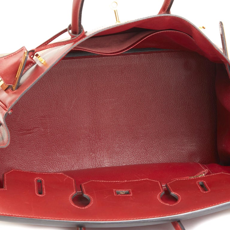 2002 Hermès Rouge H Box Calf Leather Vibrato Birkin 35cm at 1stDibs