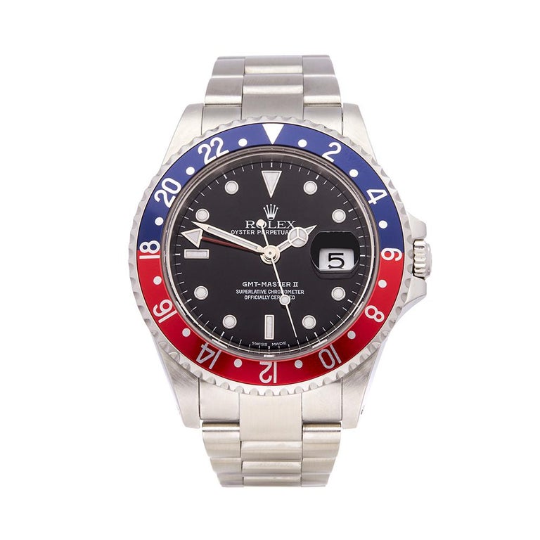 2002 Rolex GMT-Master II Pepsi Stainless Steel 16710 Wristwatch at ...