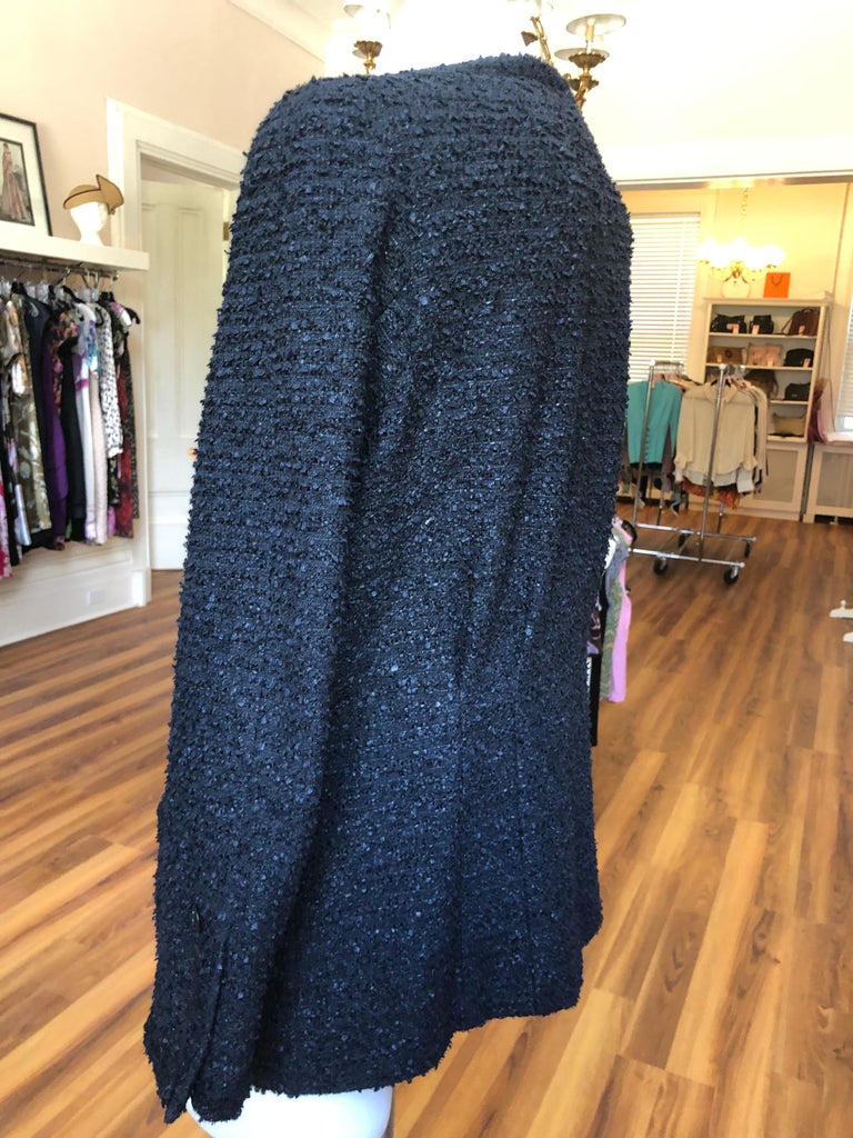 2002 Spring Chanel Cotton Blend Black w/Silver Flecks Boucle Zip Jacket ...