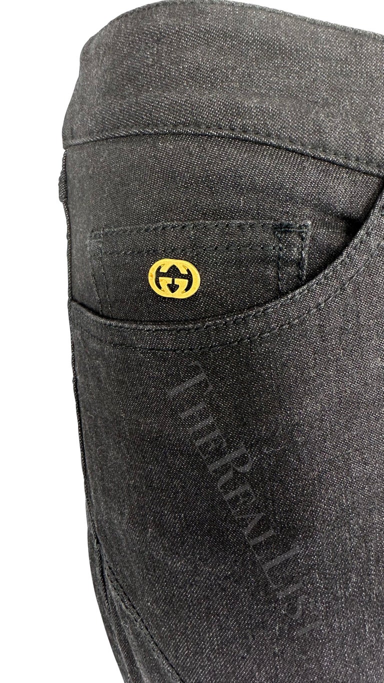 2003 Gucci by Tom Ford GG Medallion Black Denim Flare Low-Rise Jeans ...