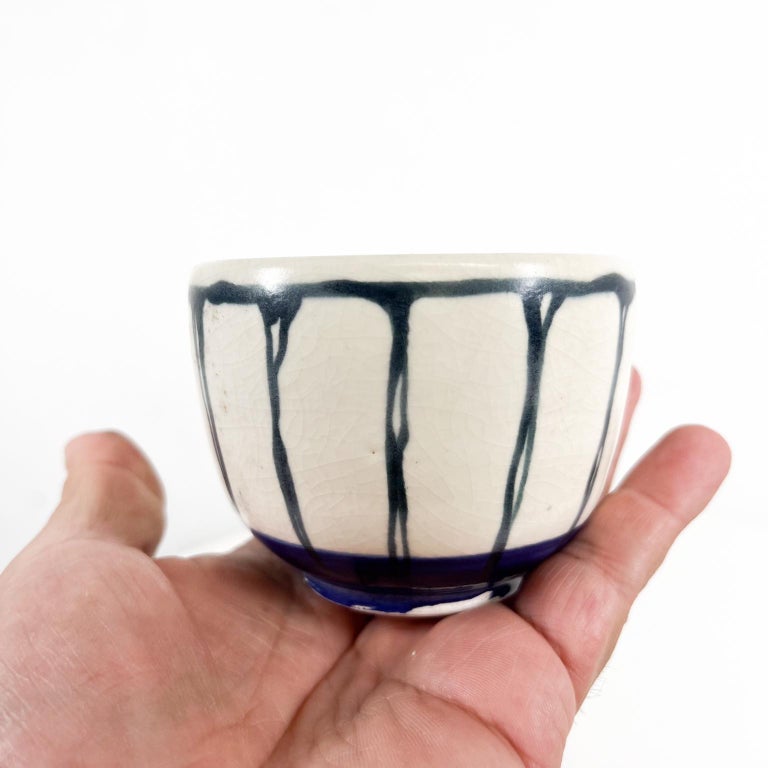 2003 Modern Asian Stripe Tea Pot for Two Set Art Pottery by Lorrie For ...