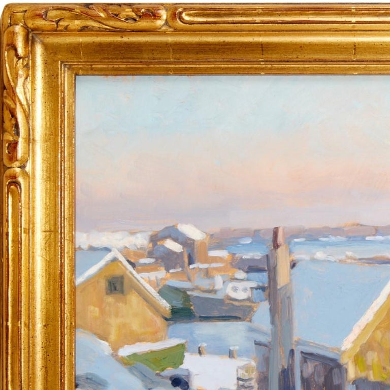 2003 Plein Air Oil on Masonite "Snow at Pigeon Cove" - Eugene J. Quinn ...