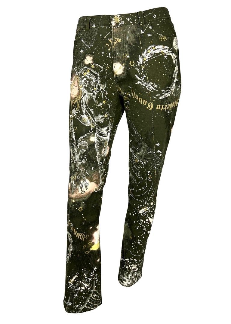 2003 Roberto Cavalli Astrology Logo Print Horoscope Stretch Jeans Pants ...