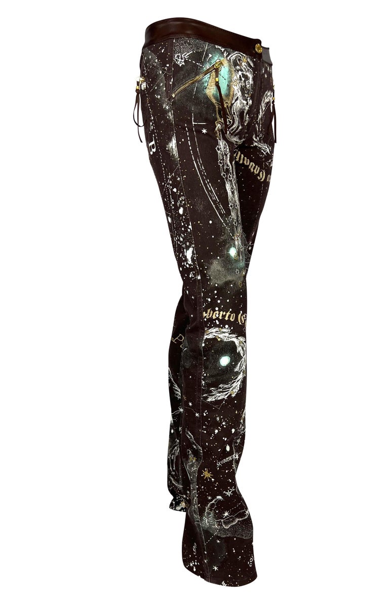 2003 Roberto Cavalli Astrology Logo Print Leather Trimmed Horoscope ...