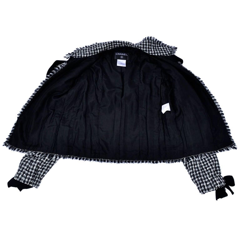 Chanel Black and White Lesage Tweed Suit with Bows and Fringe, 2004 at ...