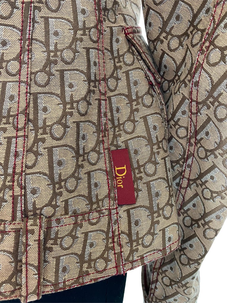 2004 Christian Dior Beige Cotton Monogram Rasta Bar Jacket at 1stDibs