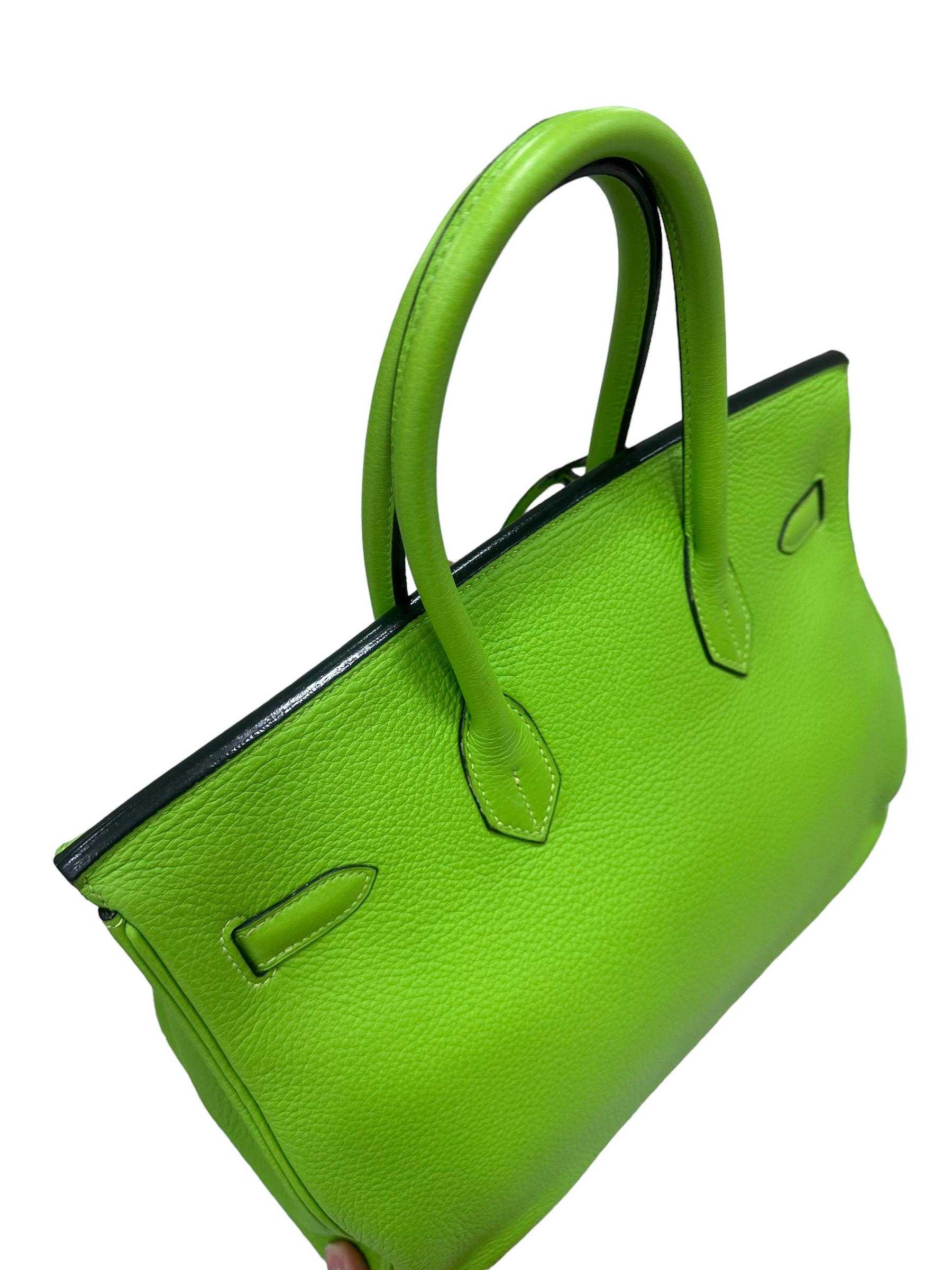 2004 Hermès Birkin 35 Clemence Leather Green Apple Top Handle Bag For Sale at 1stDibs