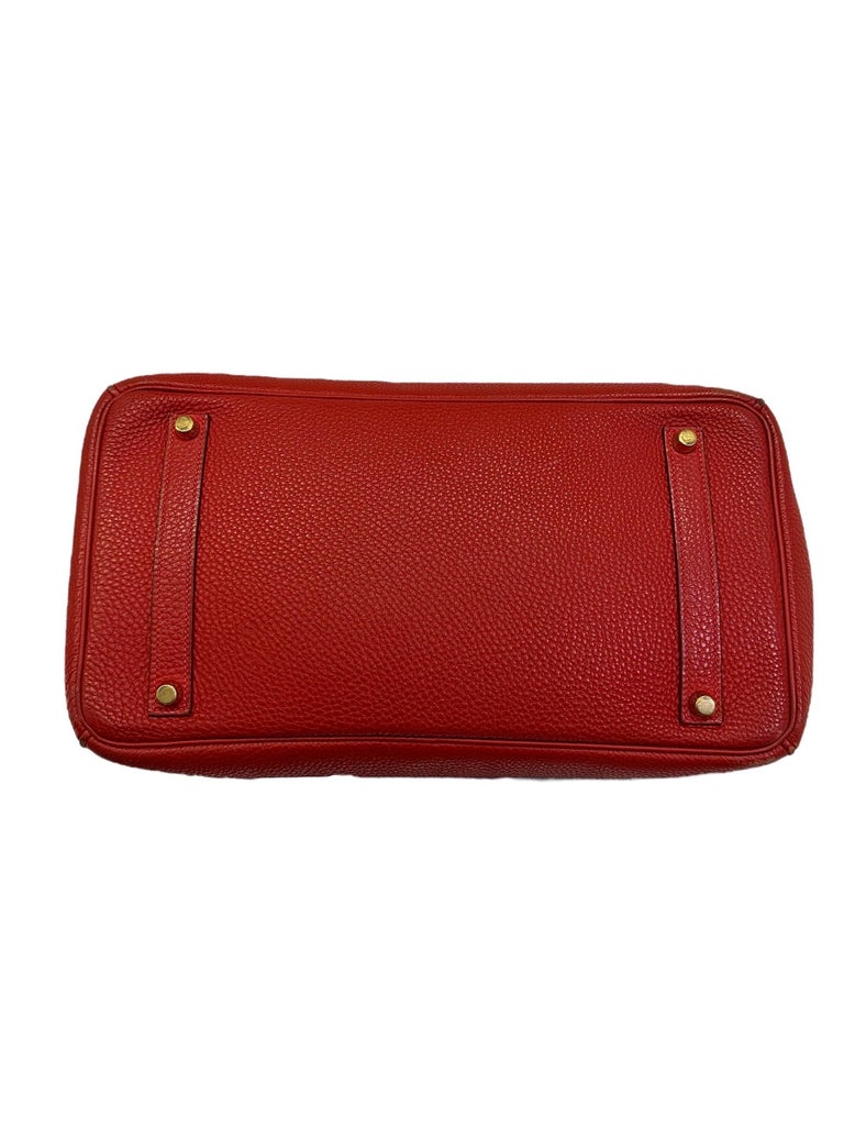 2004 Hermès Birkin 35 Fjord Leather Rouge Geranium Top Handle Bag For Sale at 1stDibs