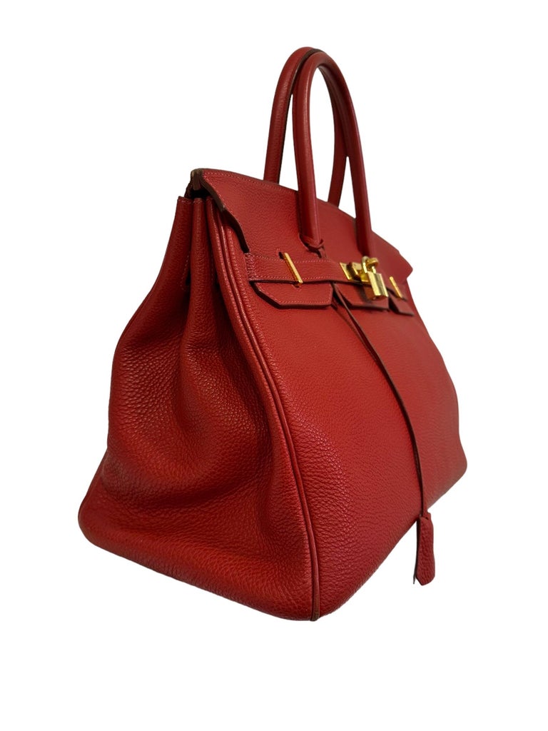 2004 Hermès Birkin 35 Fjord Leather Rouge Geranium Top Handle Bag For Sale at 1stDibs