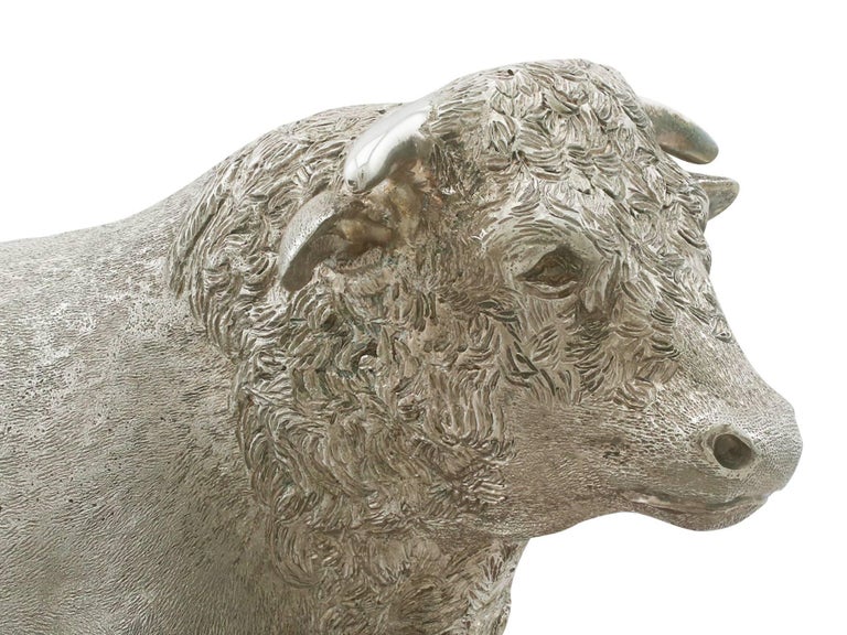 2004 Sterling Silver Presentation Bull at 1stDibs
