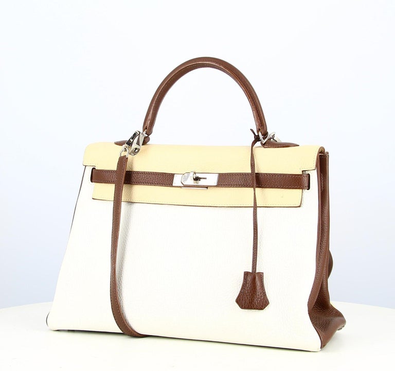2006 Hermes Kelly 35 Handbag in Grained Tricolour Leather For Sale at ...