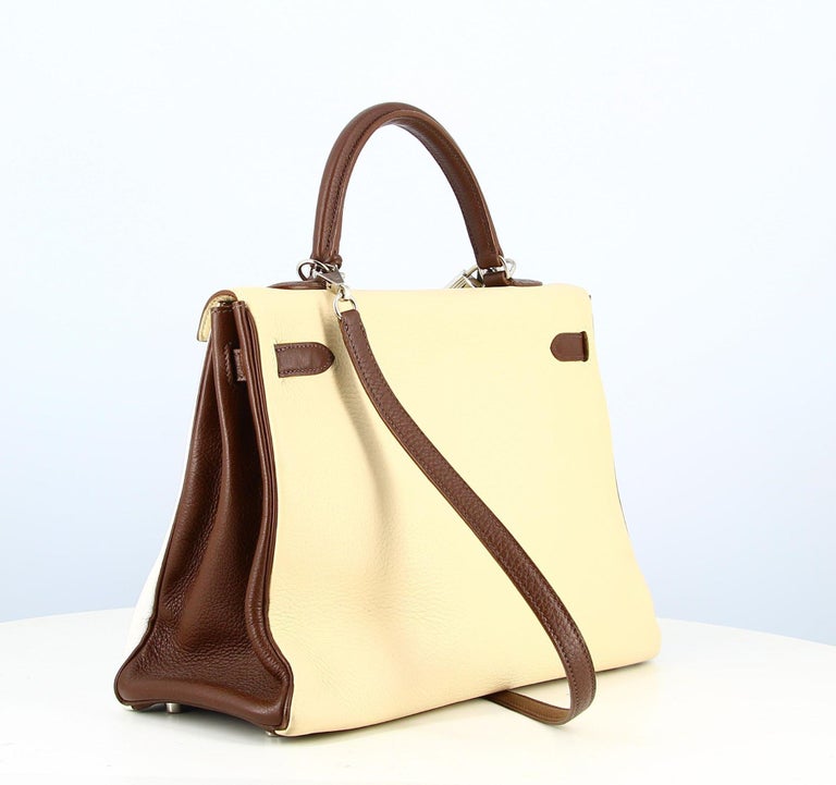 2006 Hermes Kelly 35 Handbag in Grained Tricolour Leather For Sale at ...