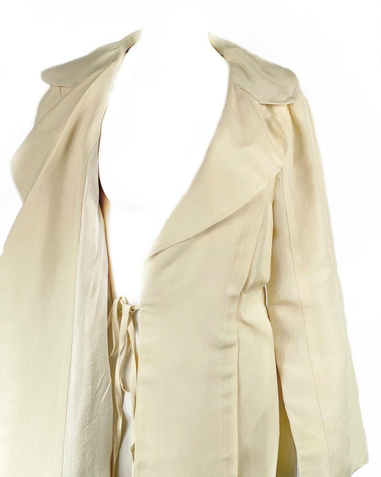2006 LANVIN Cream/ Ivory Linen Coat Size 40 For Sale at 1stDibs