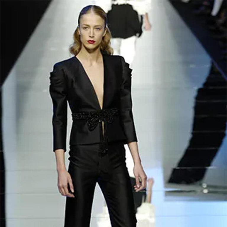 2006 Valentino Runway Beaded Black Silk Avant Garde Beaded Jacket and ...