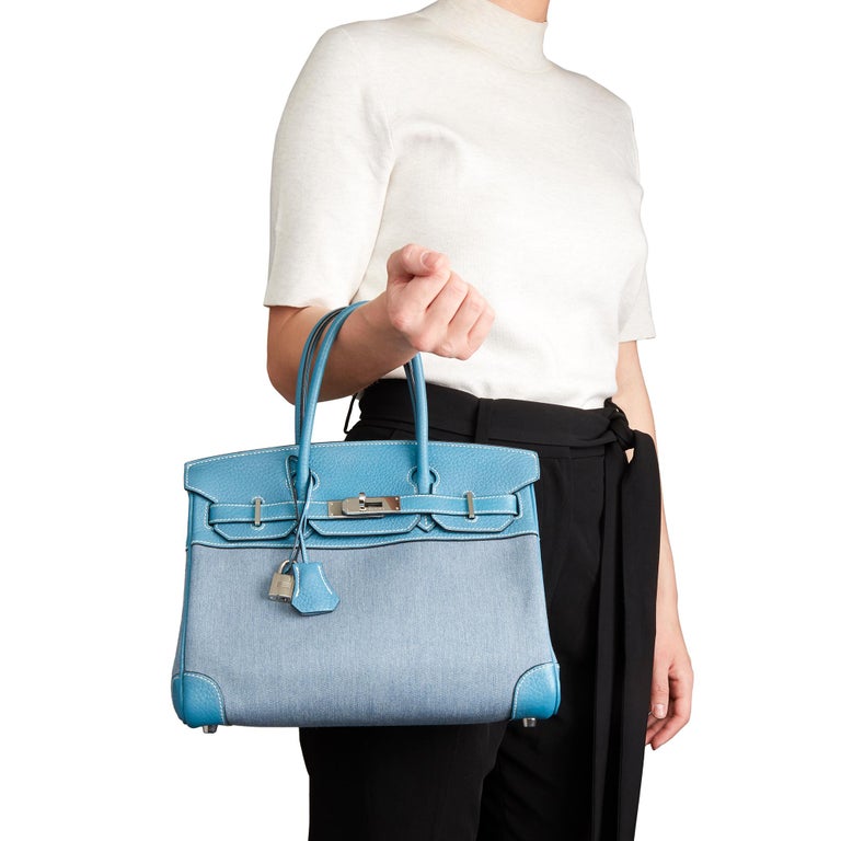 2007 Hermès Blue Jean Clemence Leather and Denim Birkin 30cm at 1stDibs